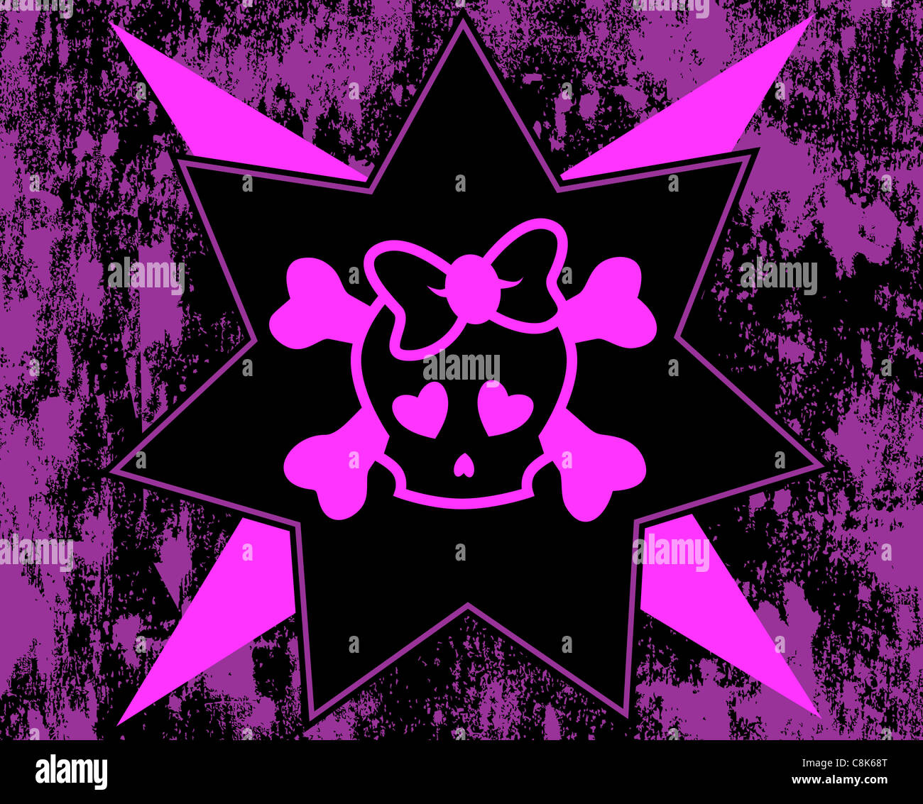 Emo skull on grunge background Stock Photo - Alamy