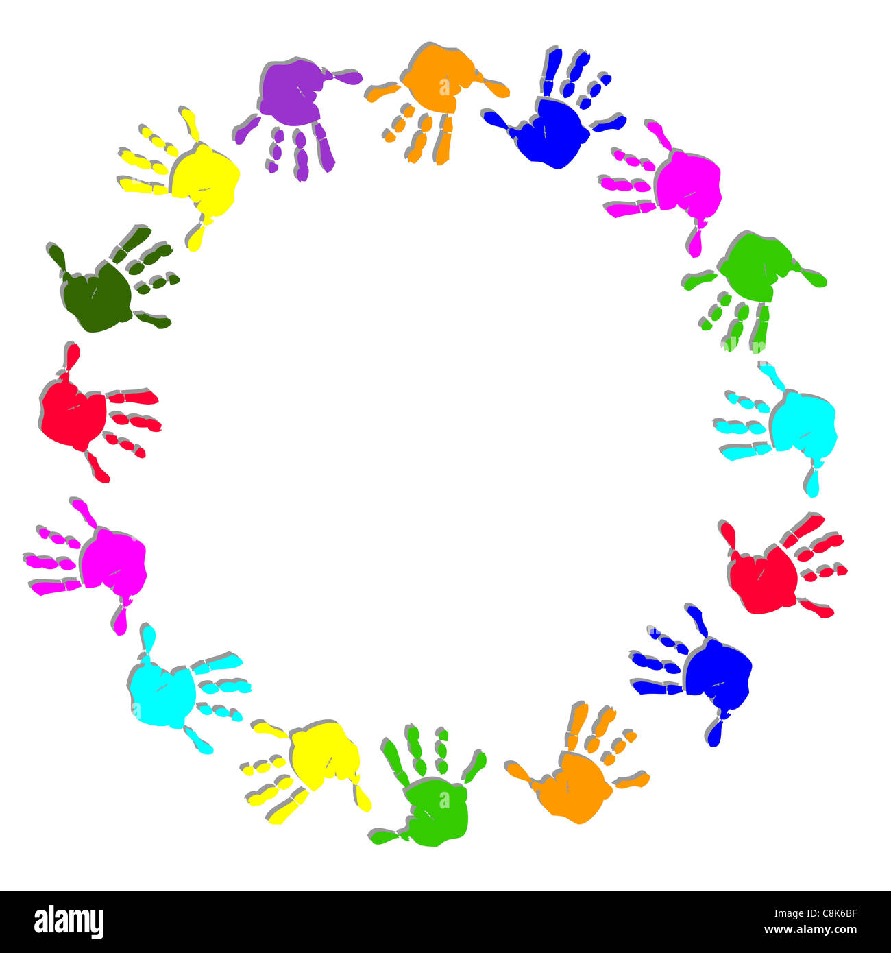 Round colorful hand frame Stock Photo - Alamy