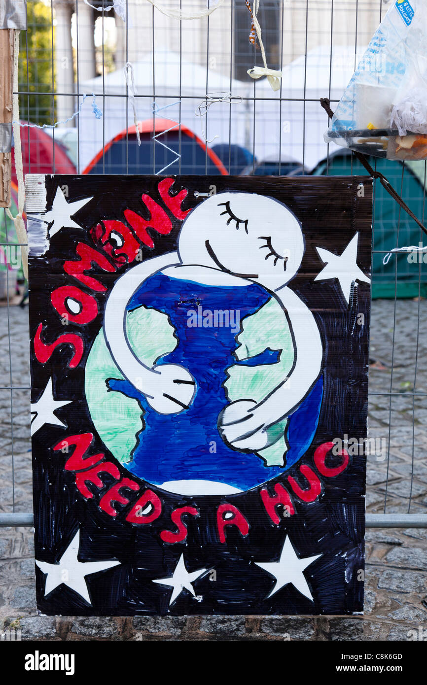 Colourful art anti-capitalist protest poster outside St Paul's ...