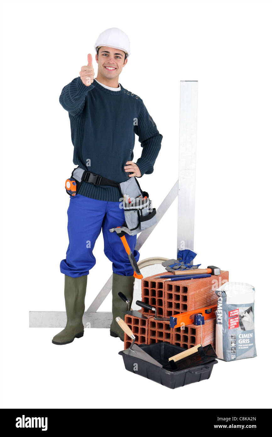 Portrait of a bricklayer Stock Photo - Alamy