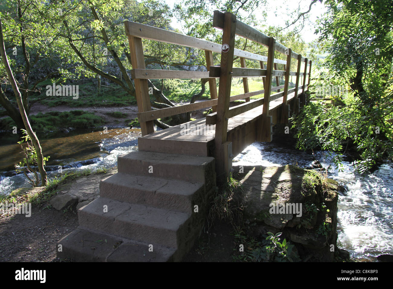 Wooden Bridge in Dovedale Stock Photo - Alamy