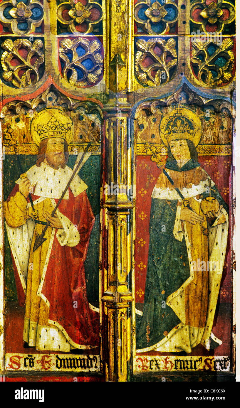 Ludham, Norfolk, rood screen, Saint Edmund, Saxon King of East Anglia ...