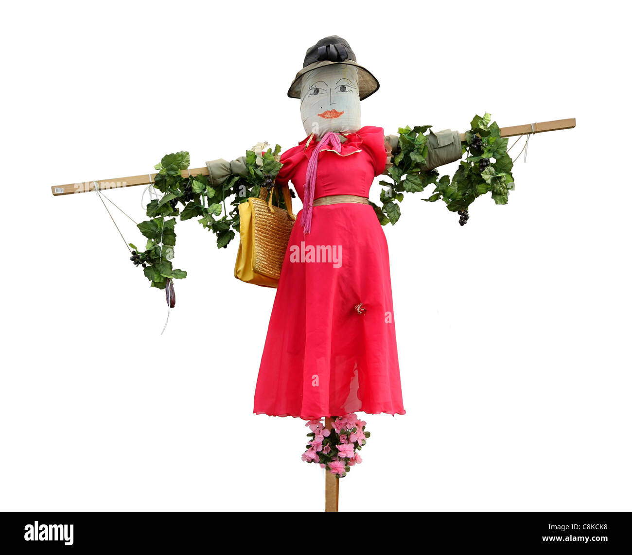 Stuffed scarecrow in a red dress Stock Photo - Alamy