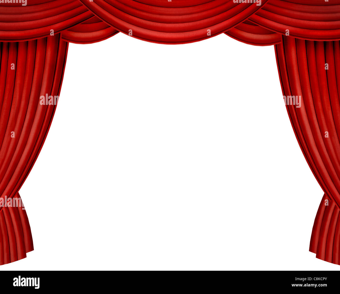 Red curtains isolated on white background Stock Photo - Alamy