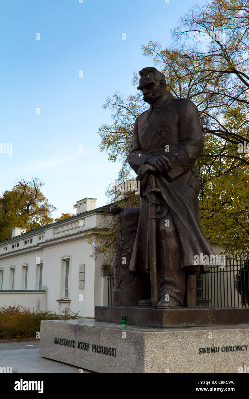 Statue of Jozef Pilsudski, who lead Polish into independence in 1920 ...