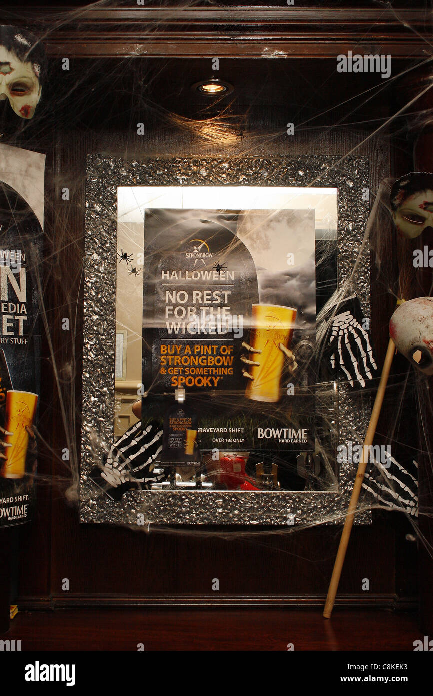 poster of strongbow promotion in local pub for halloween 2011 Stock ...