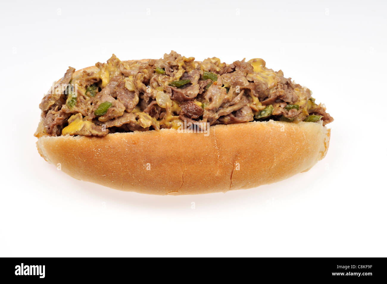Philadelphia cheesesteak submarine sandwich on white background, cutout ...