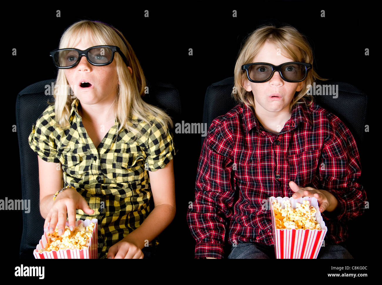 Two kids watching scary movie hi-res stock photography and images - Alamy