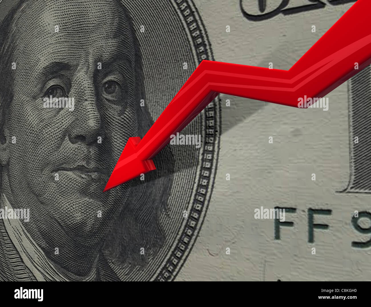 3d rendering, conceptual image, decreasing currency value Stock Photo ...