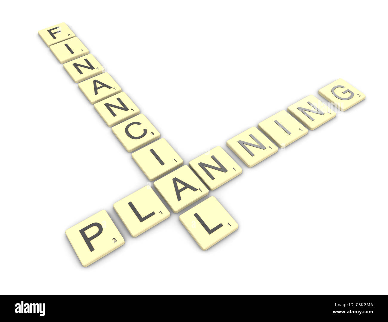 3d rendering, conceptual image, Scrabble game, financial planning Stock ...