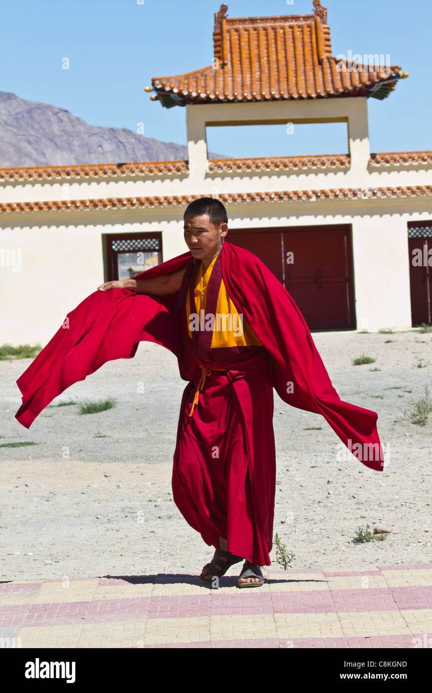 Red robbed Buddhist monk at a monastery in Mongolia Stock Photo - Alamy