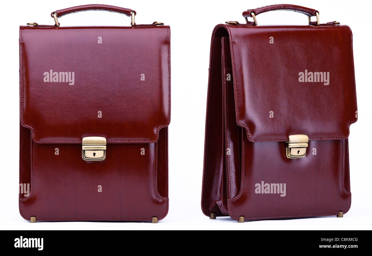 Brown natural leather case two view isolated Stock Photo - Alamy