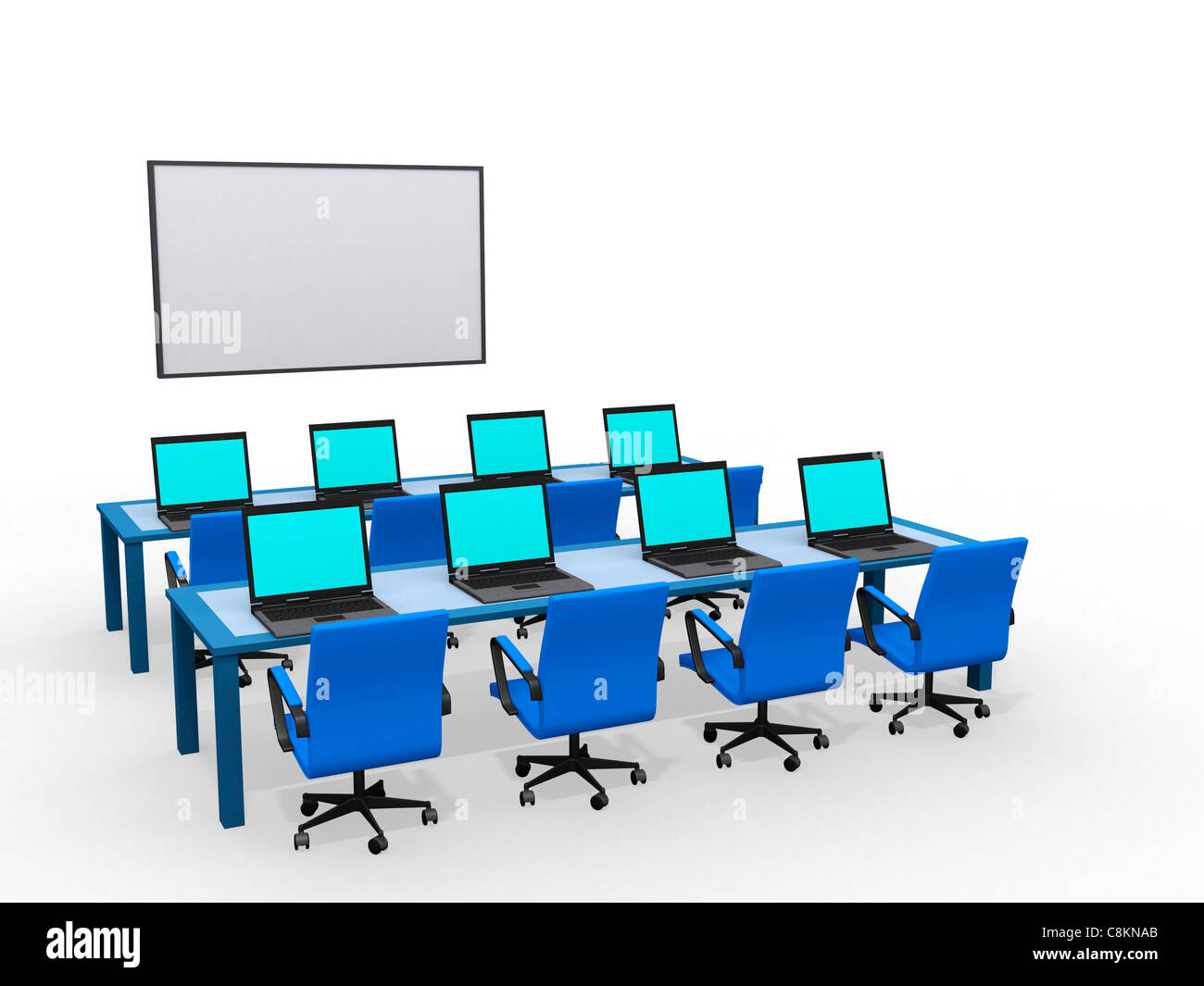 Modern classroom with computers, 3d render Stock Photo - Alamy