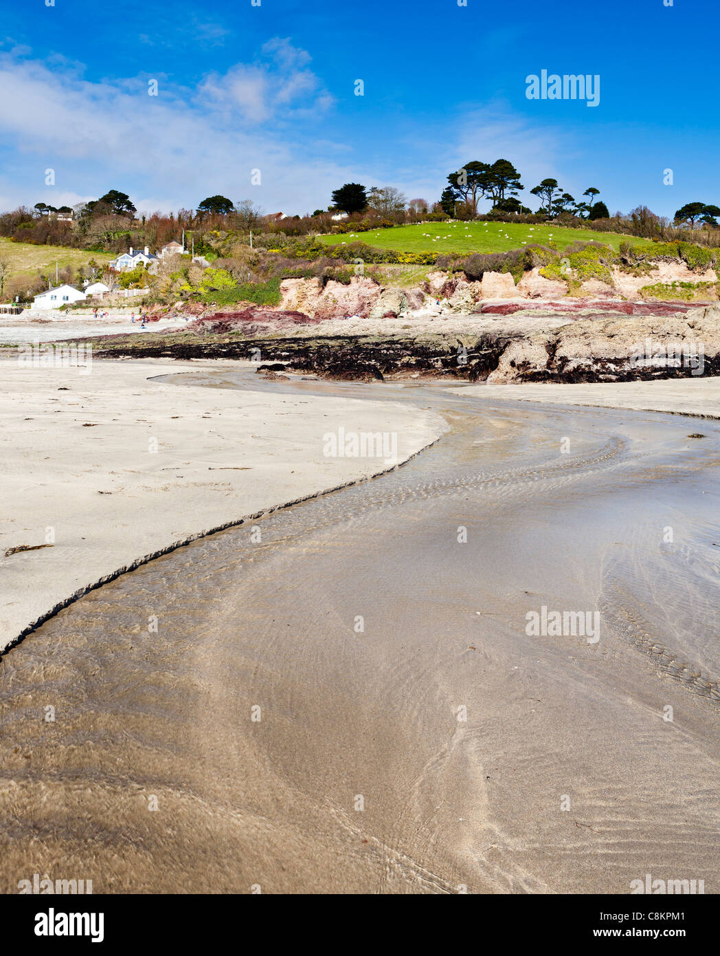 Patterns on Talland Bay beach Cornwall England UK Stock Photo - Alamy