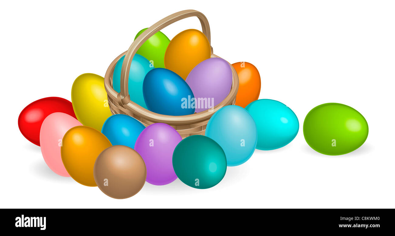 A Basket full of colourful painted Easter eggs Stock Photo - Alamy