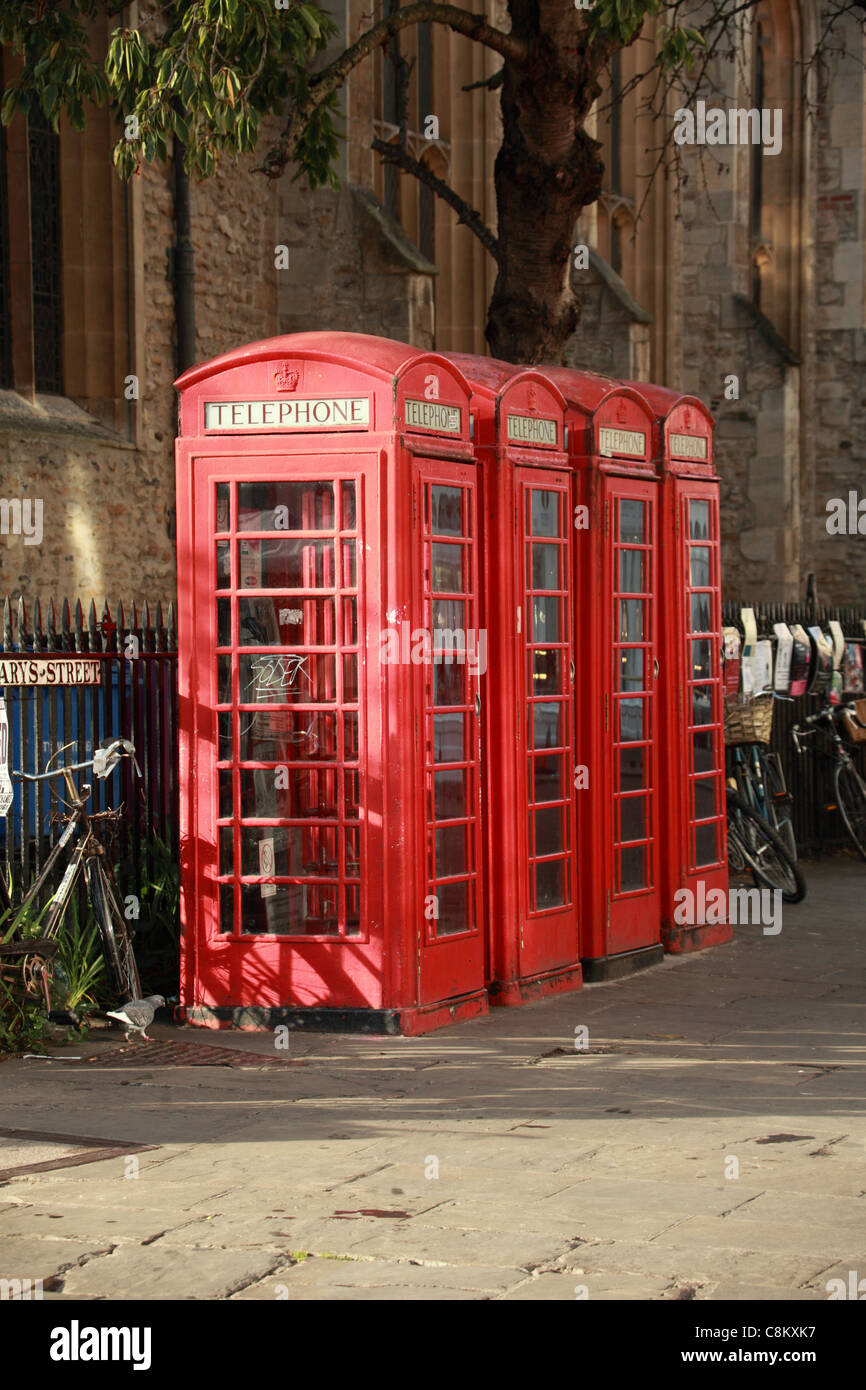 Traditional red telephone kiosks, Cambridge UK Stock Photo - Alamy