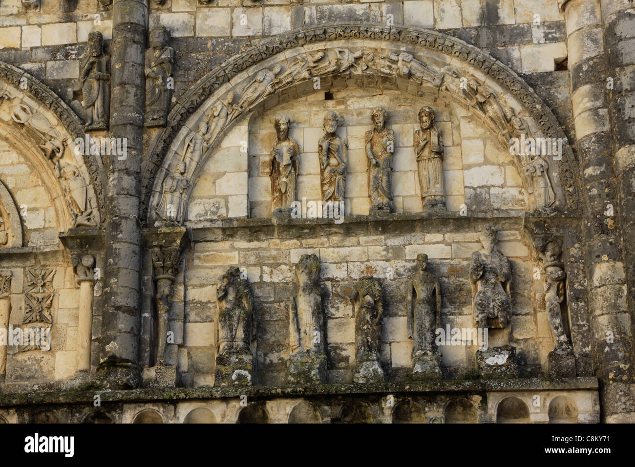 Detail of the facade of the church in Civray Stock Photo - Alamy