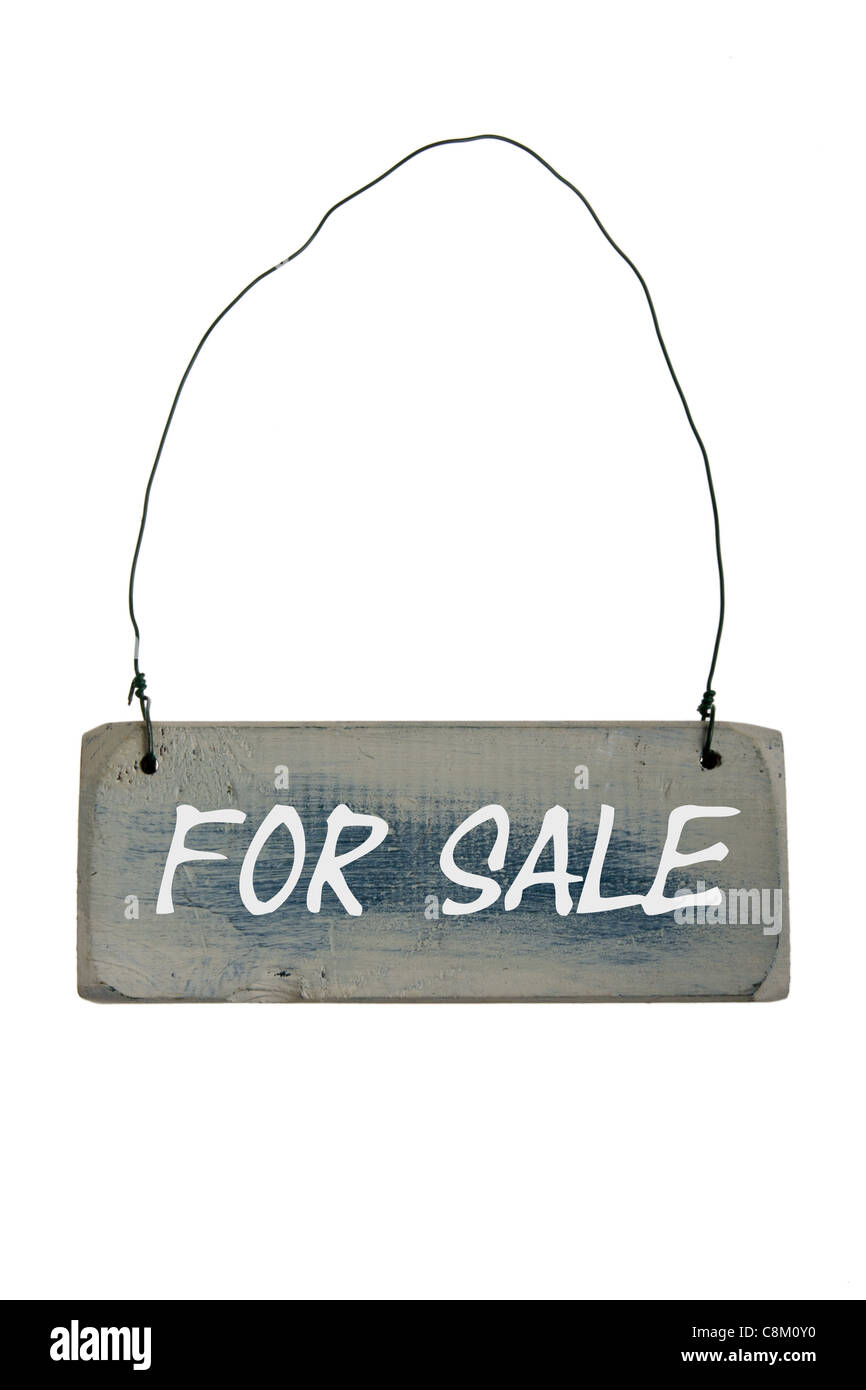 Wooden hanging sign with the words For Sale Stock Photo - Alamy