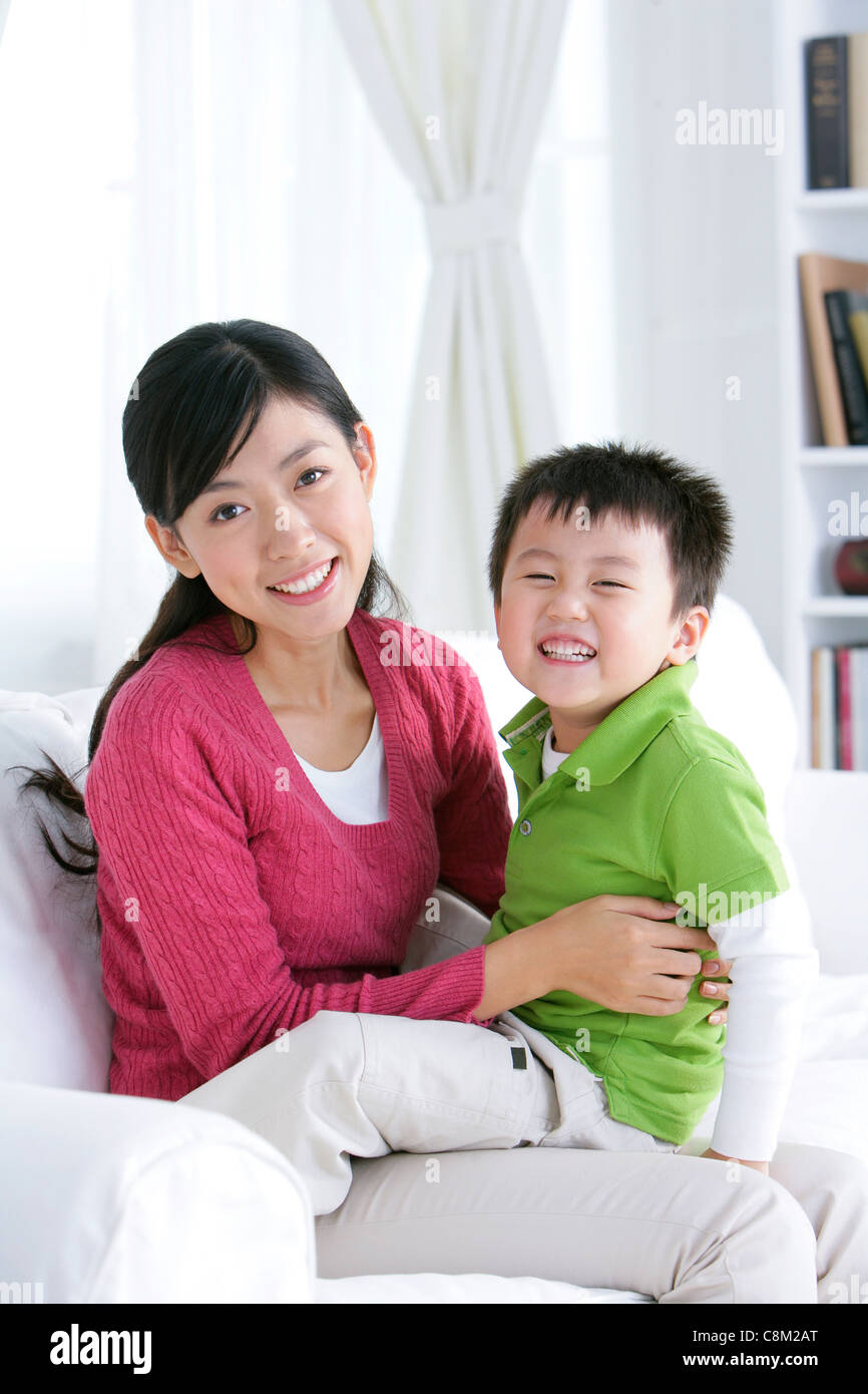 Chinese mother and son Stock Photo - Alamy