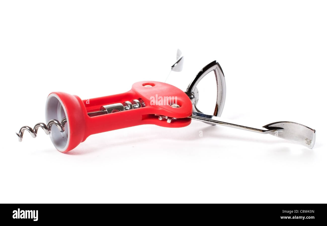 Red corkscrew on white background Stock Photo - Alamy