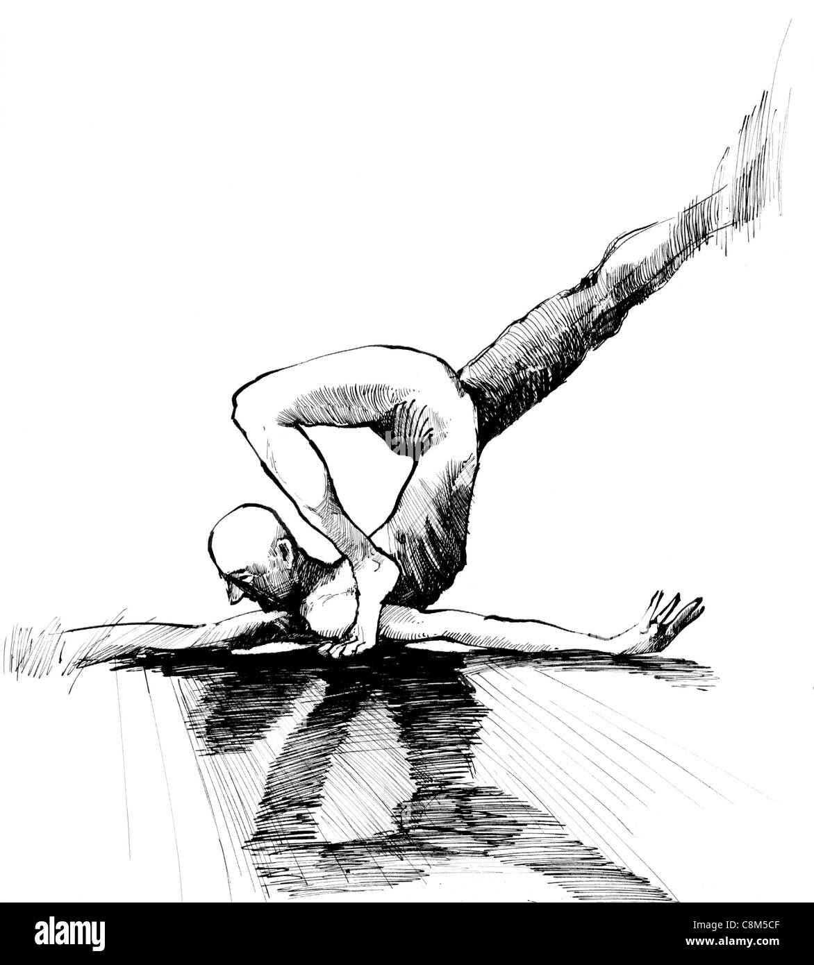 Black and white sketch illustration of acrobat Stock Photo - Alamy