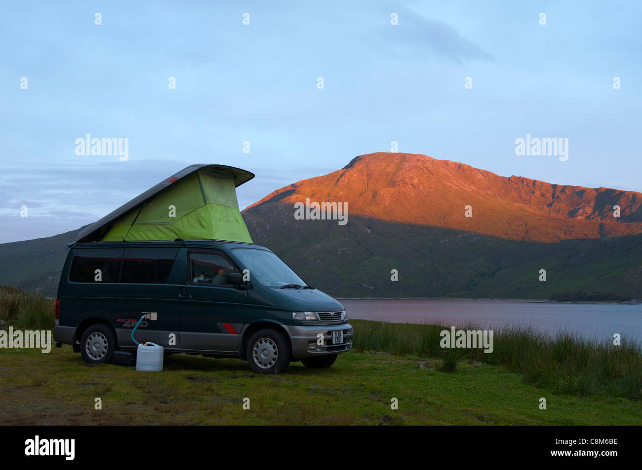 A Mazda Bongo Friendee converted to a campervan parked by Loch Quoich ...