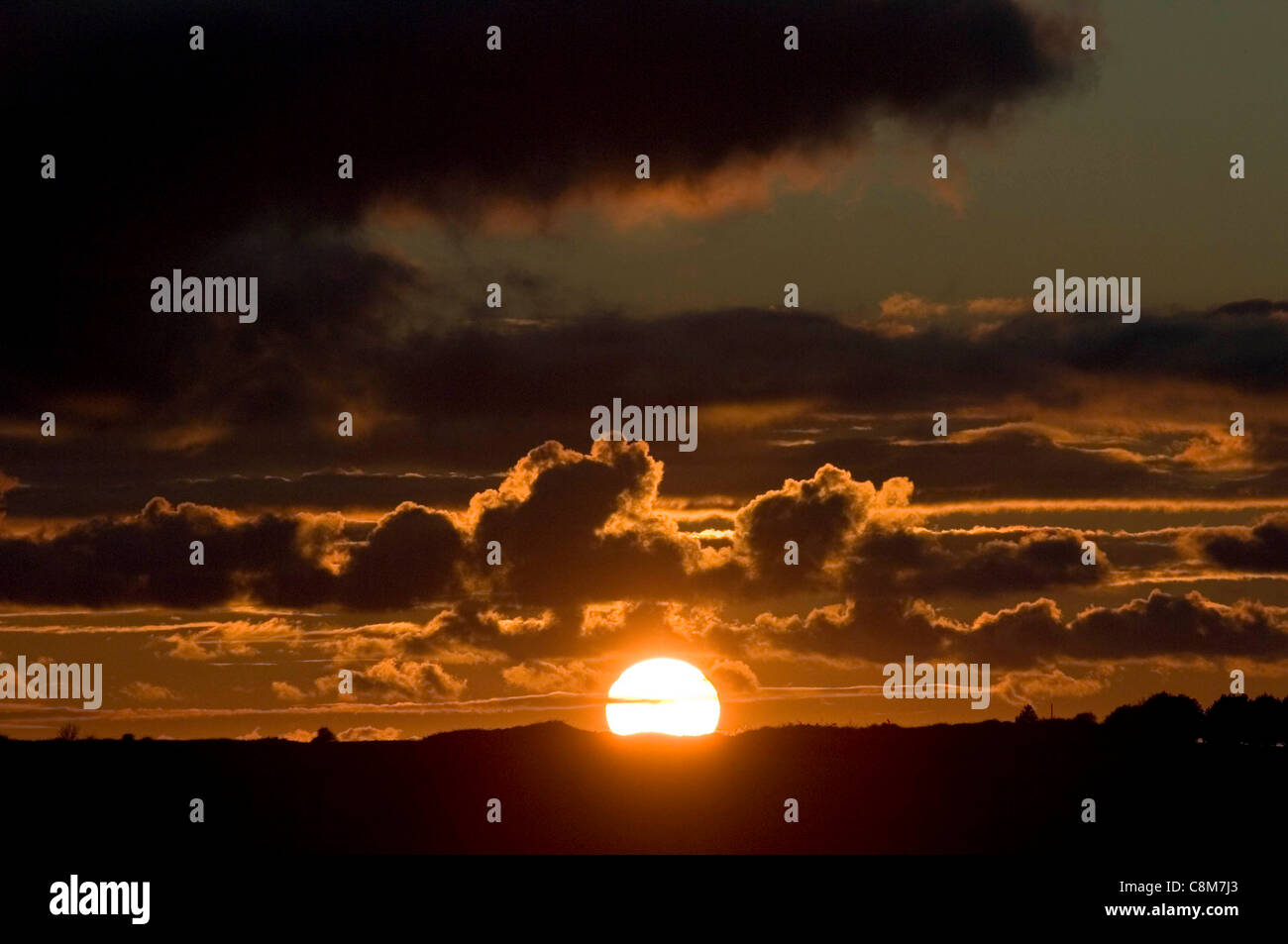 Spectacular sunset over Langland Bay Golf Course on the Gower Peninsula ...