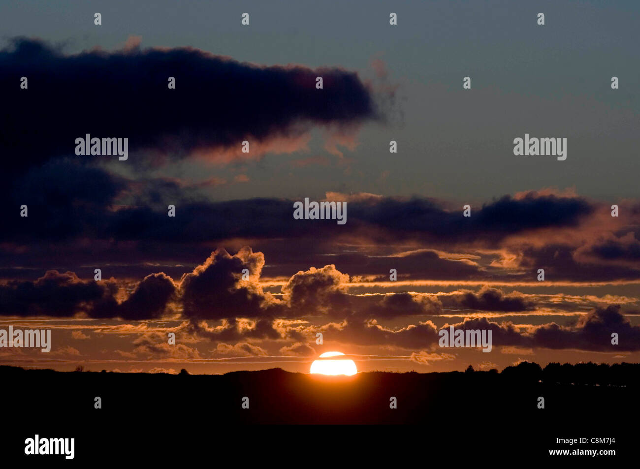 Spectacular sunset over Langland Bay Golf Course on the Gower Peninsula ...