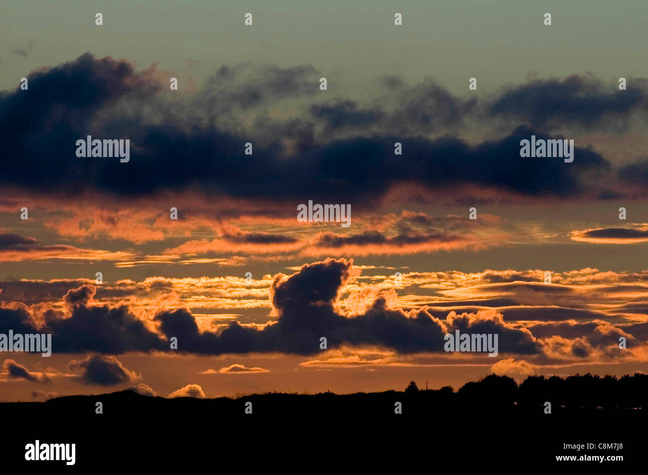 Spectacular sunset over Langland Bay Golf Course on the Gower Peninsula ...