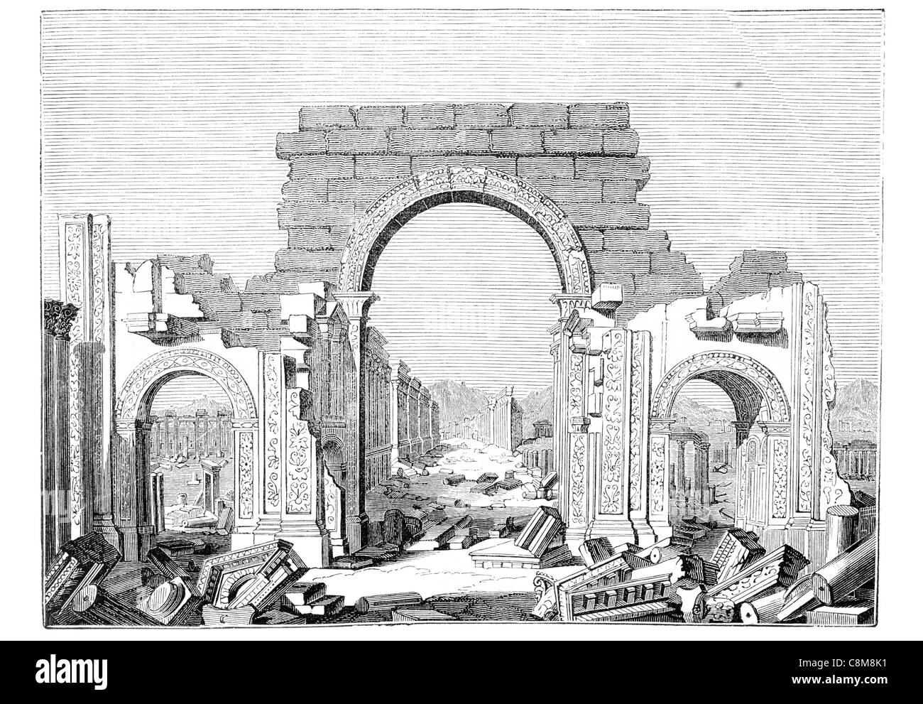 Palmyra ancient Syria caravan city travellers Bride Desert temple ruin ...