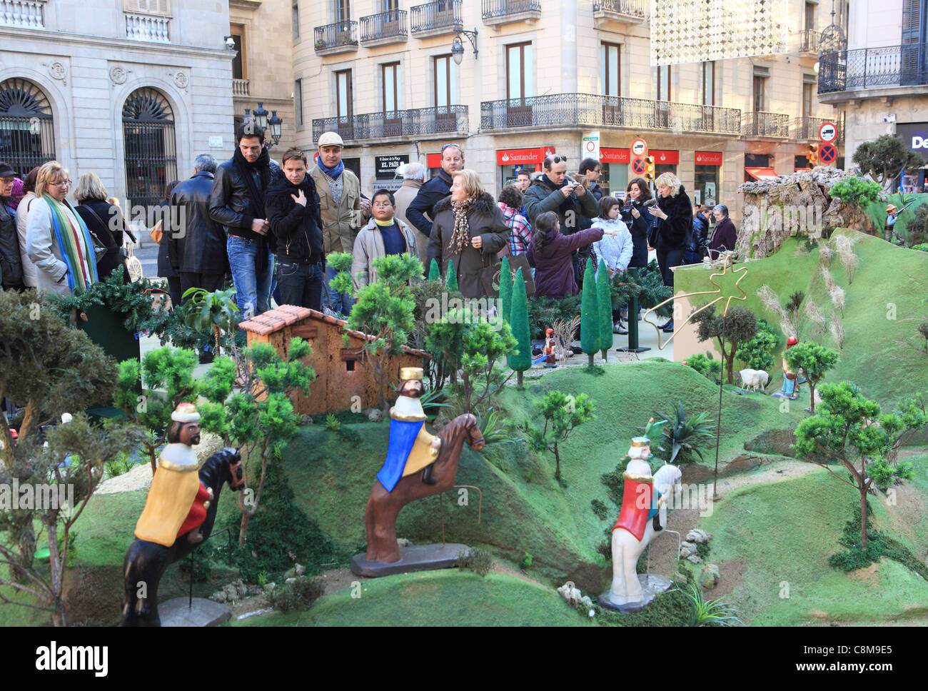 The annual traditional nativity scene in Placa de Sant Jaume in the ...