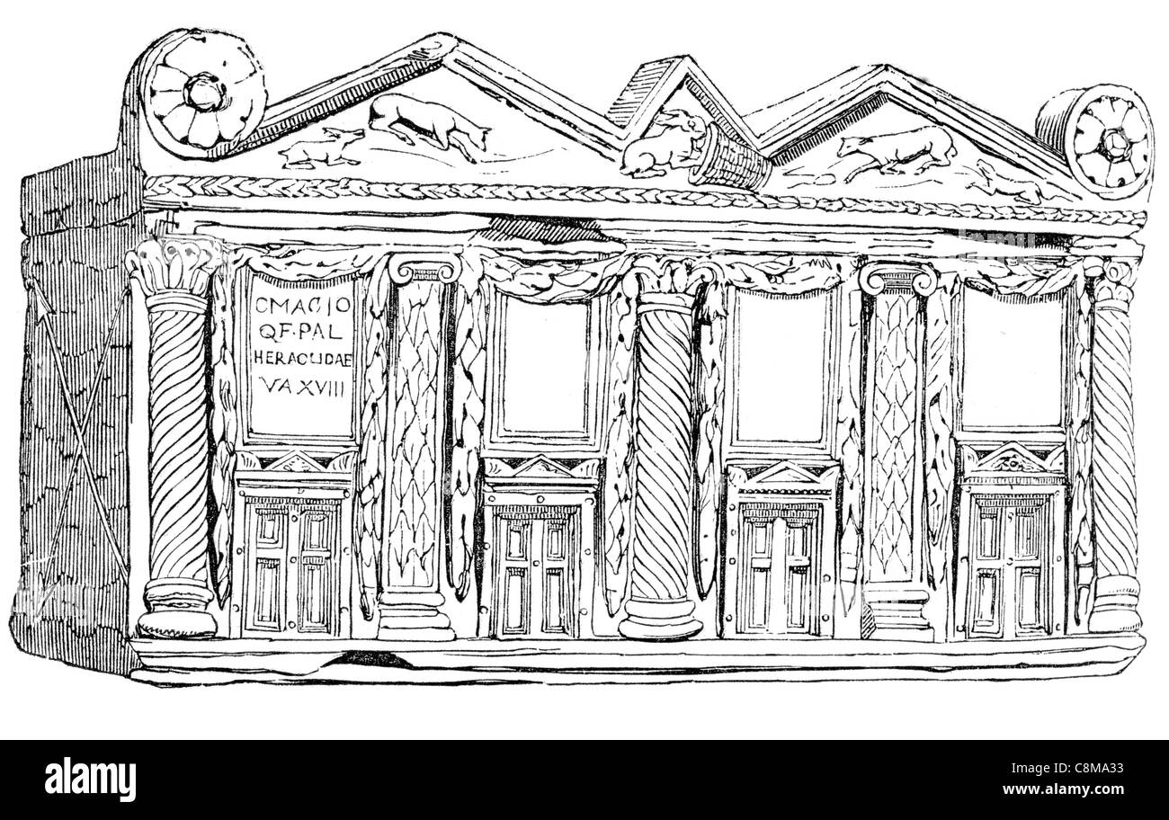 bas relief on a rectangular funeral Urn Grave cemetery crypt vault ...