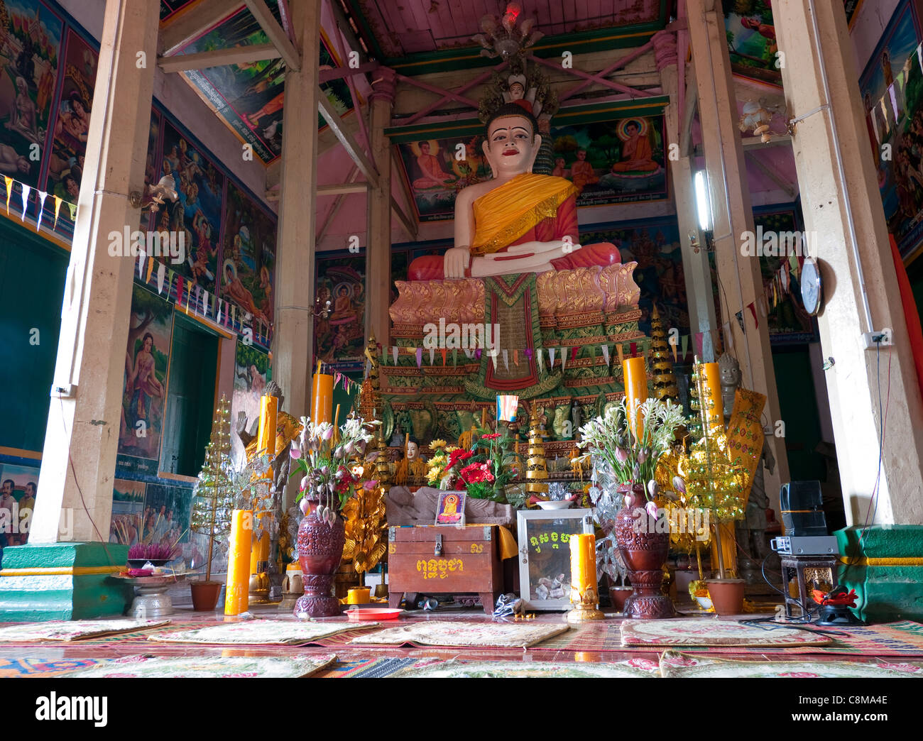 Interior of Buddhist temple in a village in rural Cambodia Stock Photo ...