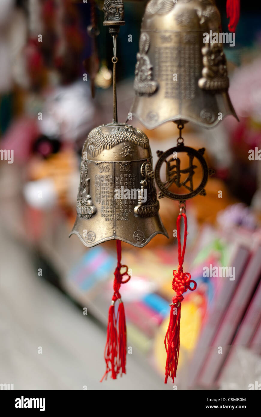 Traditional Asian bells at the market place Stock Photo - Alamy
