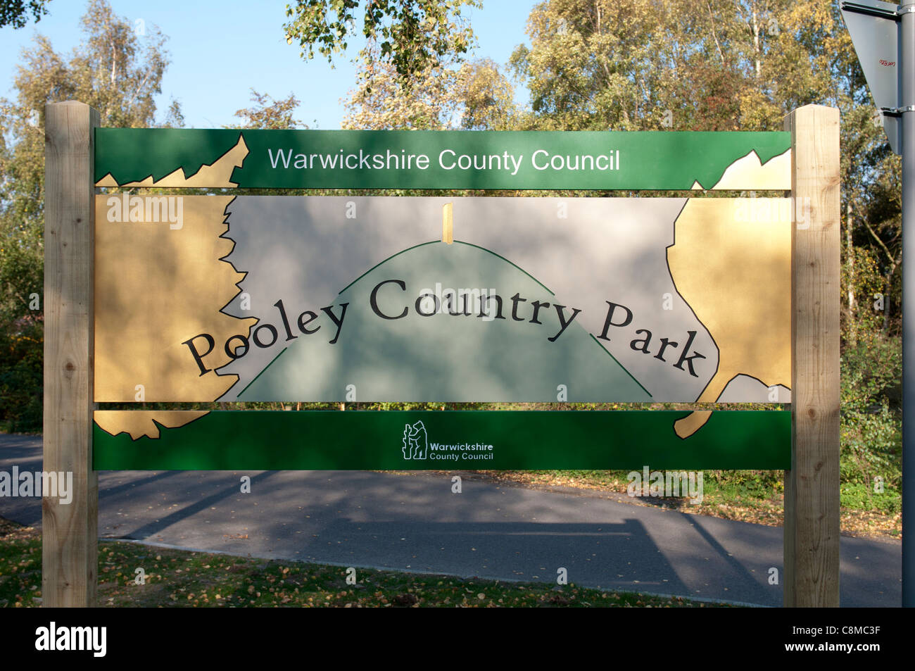 Pooley Country Park sign, Warwickshire, UK Stock Photo - Alamy