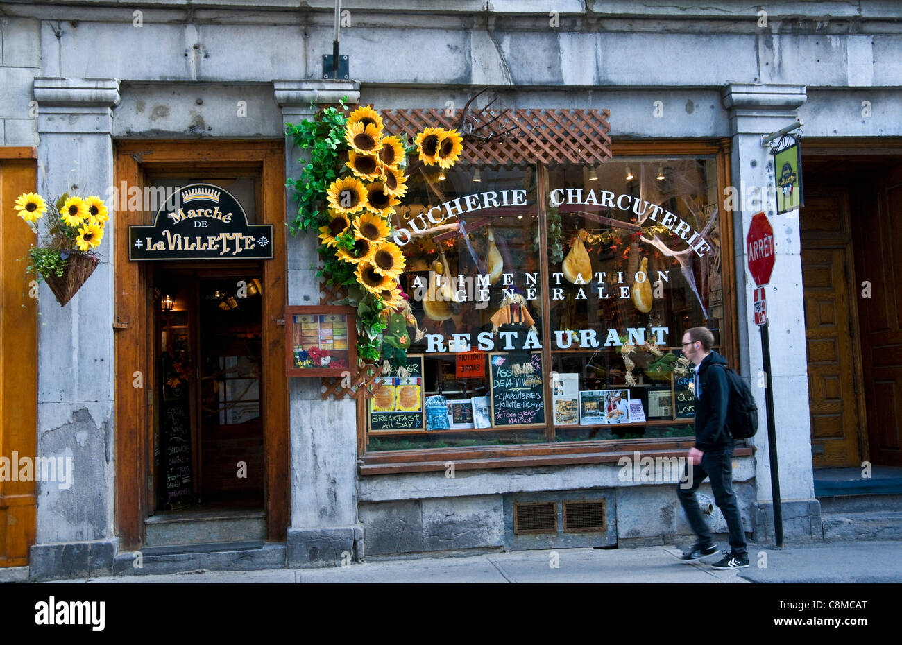 Fine food store and butcher in Old Montreal Canada Stock Photo - Alamy