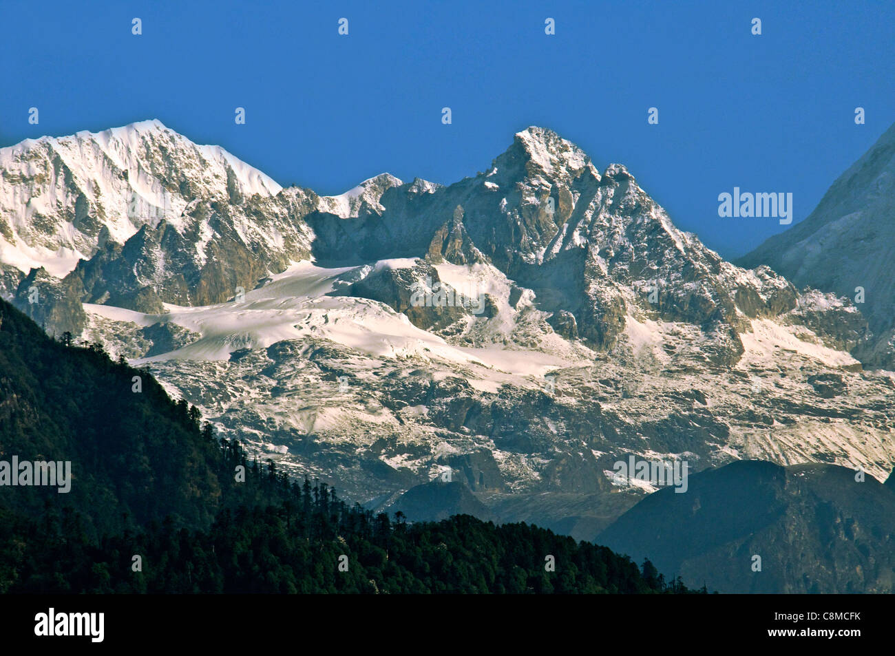 Mount Rathong Kangchenjunga Range in morning light from Pelling Sikkim ...