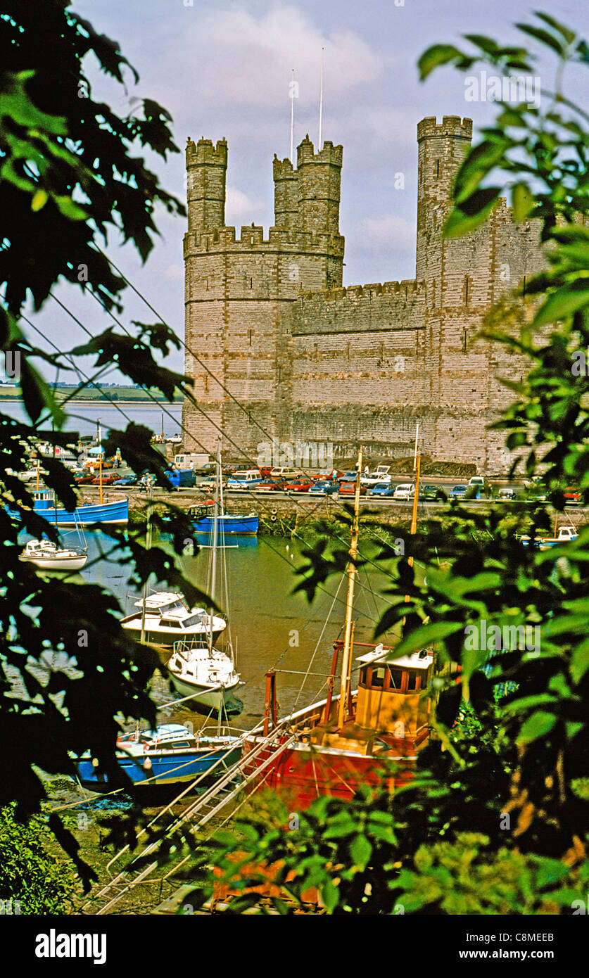 The castle of Caernarfon from across the river Seiont Stock Photo - Alamy
