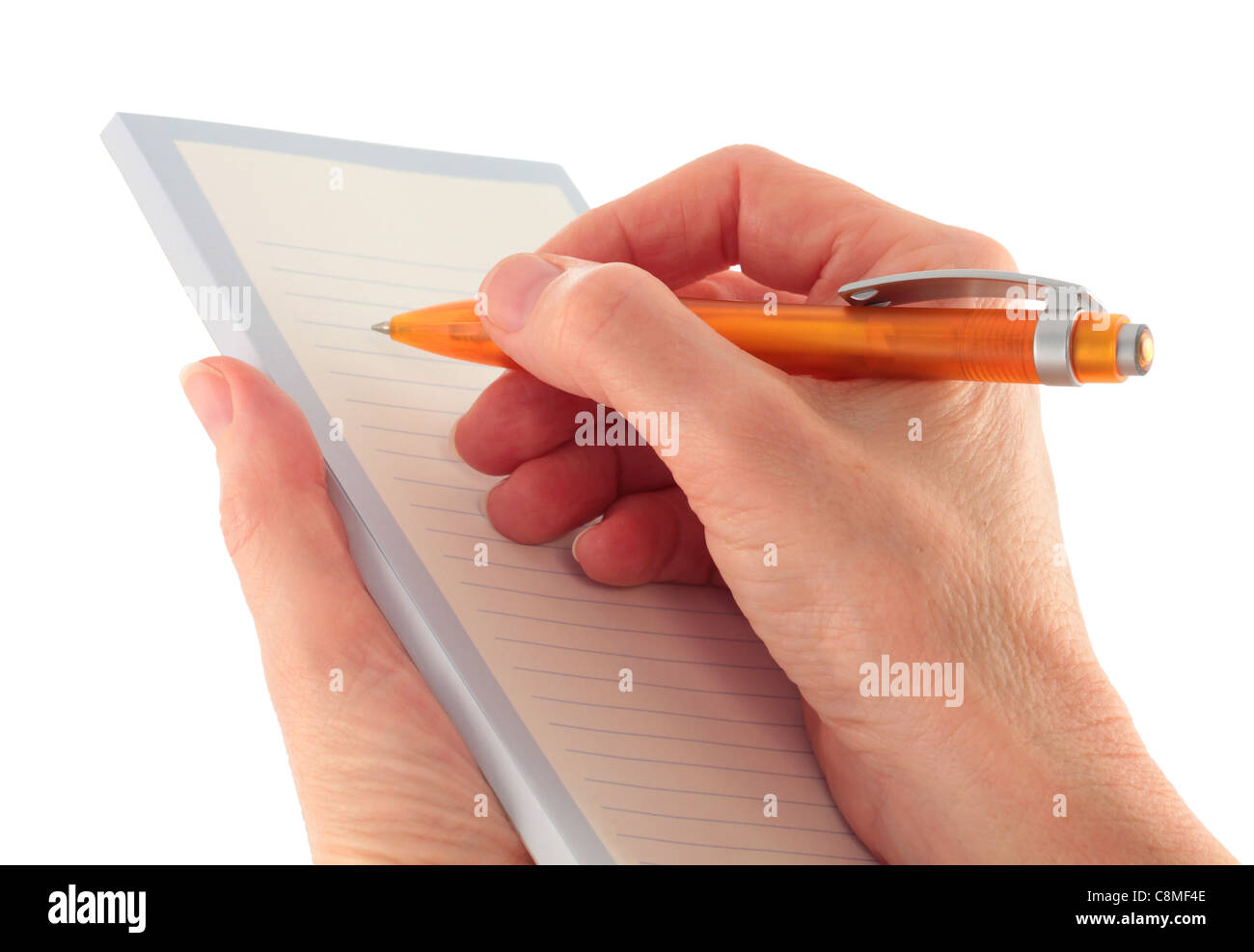 Hand Writing a List isolated on white Stock Photo - Alamy