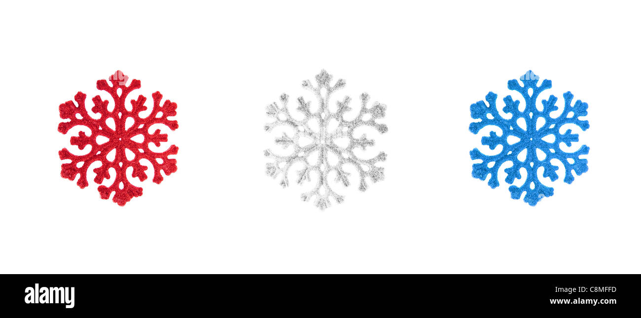 three snowflakes is on a white background Stock Photo - Alamy