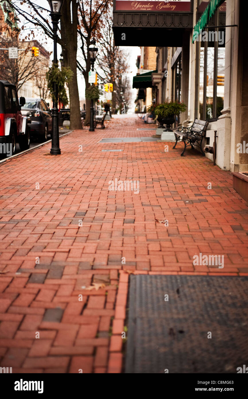 Sidewalk made of bricks Stock Photo - Alamy