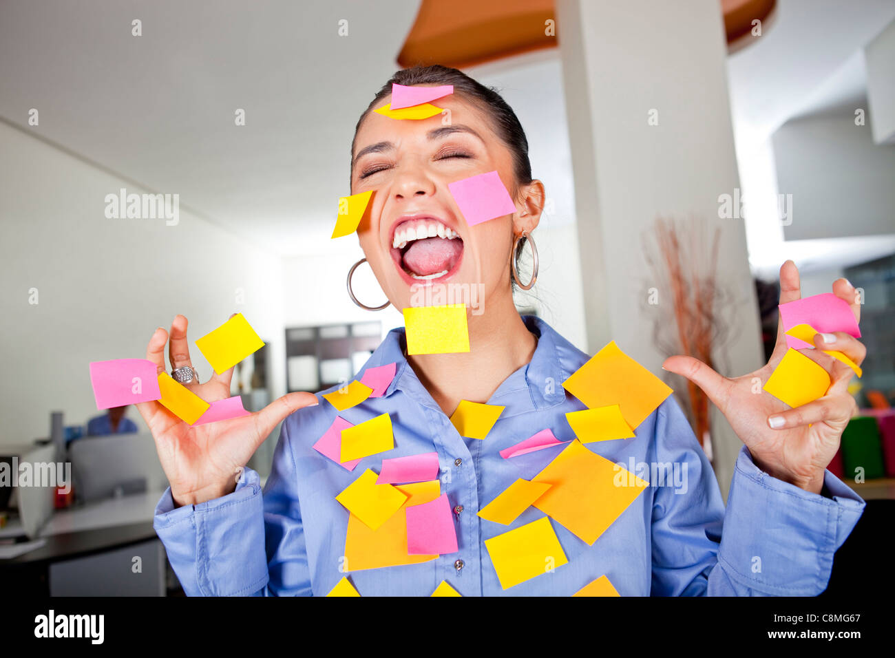 Woman covered sticky notes hi-res stock photography and images - Alamy