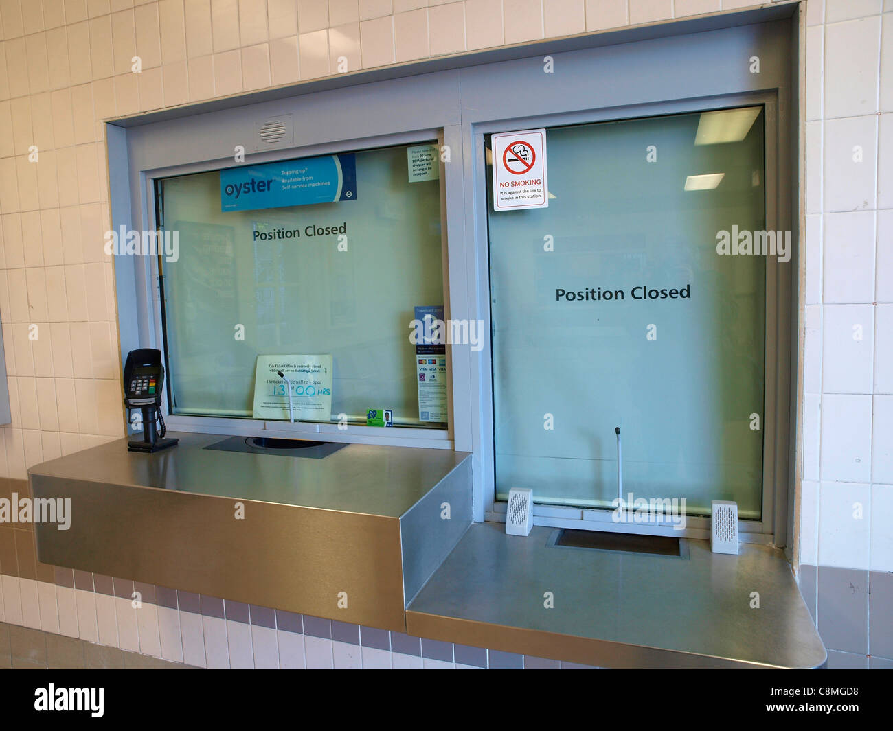 Closed railway ticket office Stock Photo - Alamy