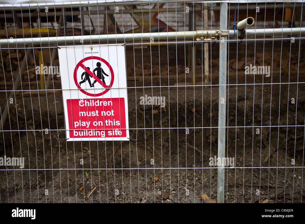 Construction site warning sign for children Stock Photo - Alamy