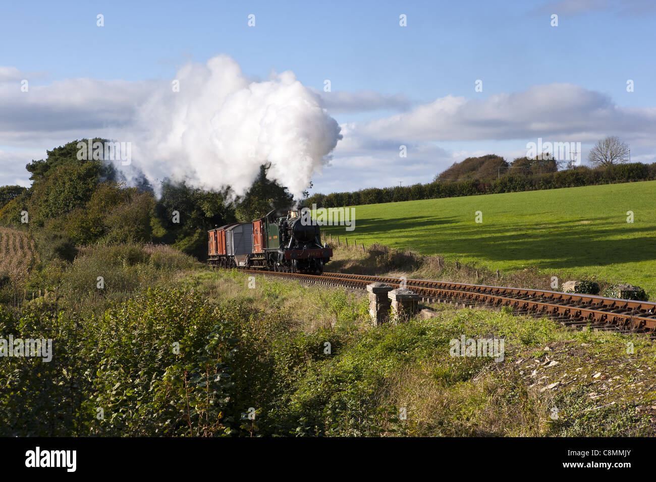 Bodmin & Wenford, Steam Railway, 5521 Hauling Goods Train through ...