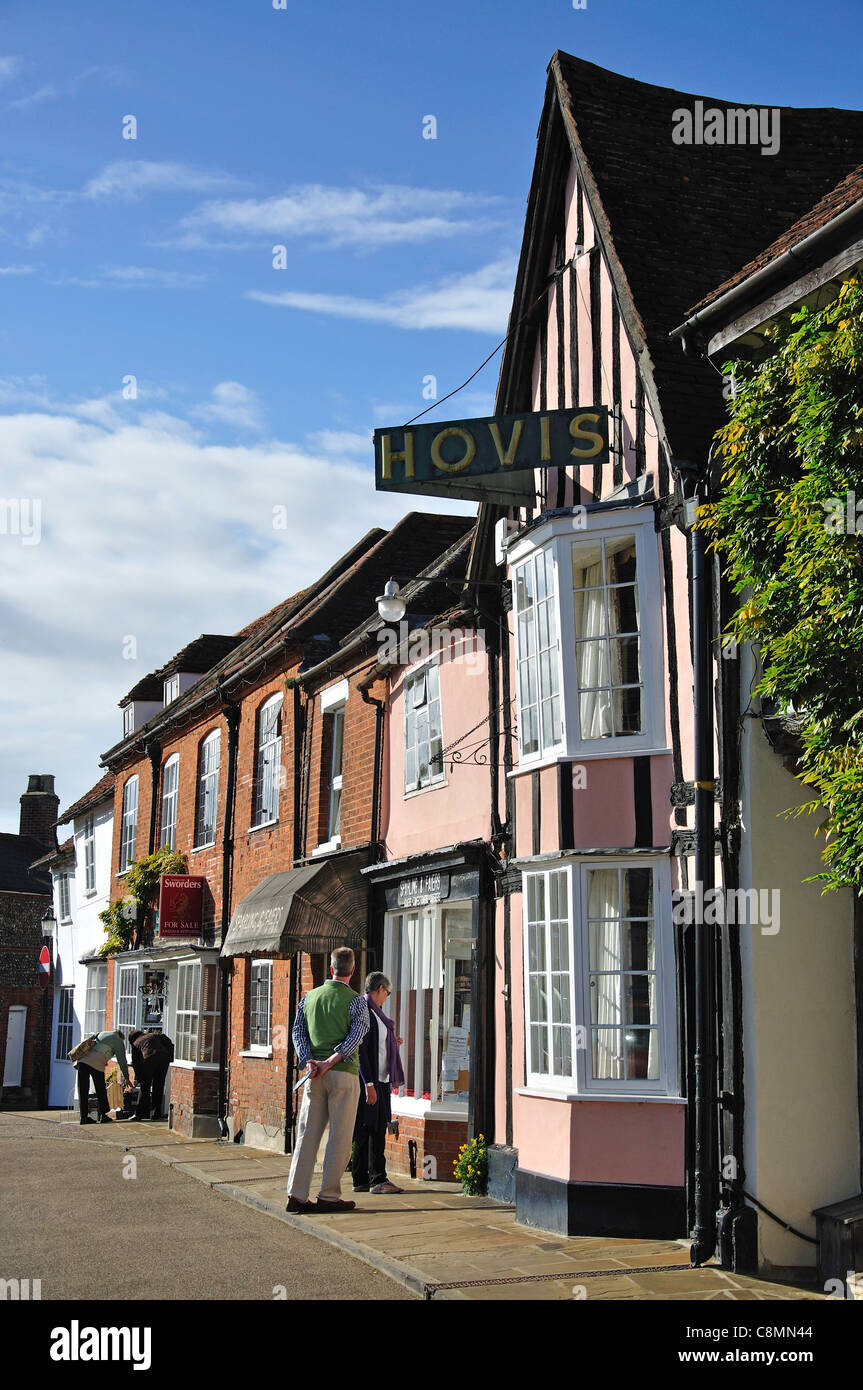 Half-timbered medieval cottages, Market Square, Lavenham, Suffolk ...
