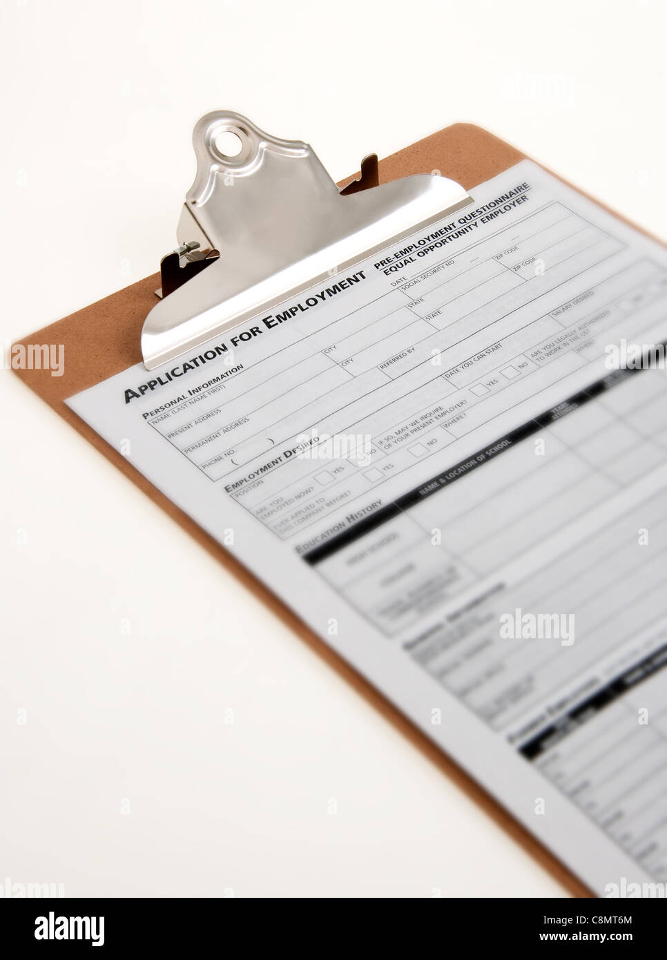 Filing Job Application Stock Photo - Alamy