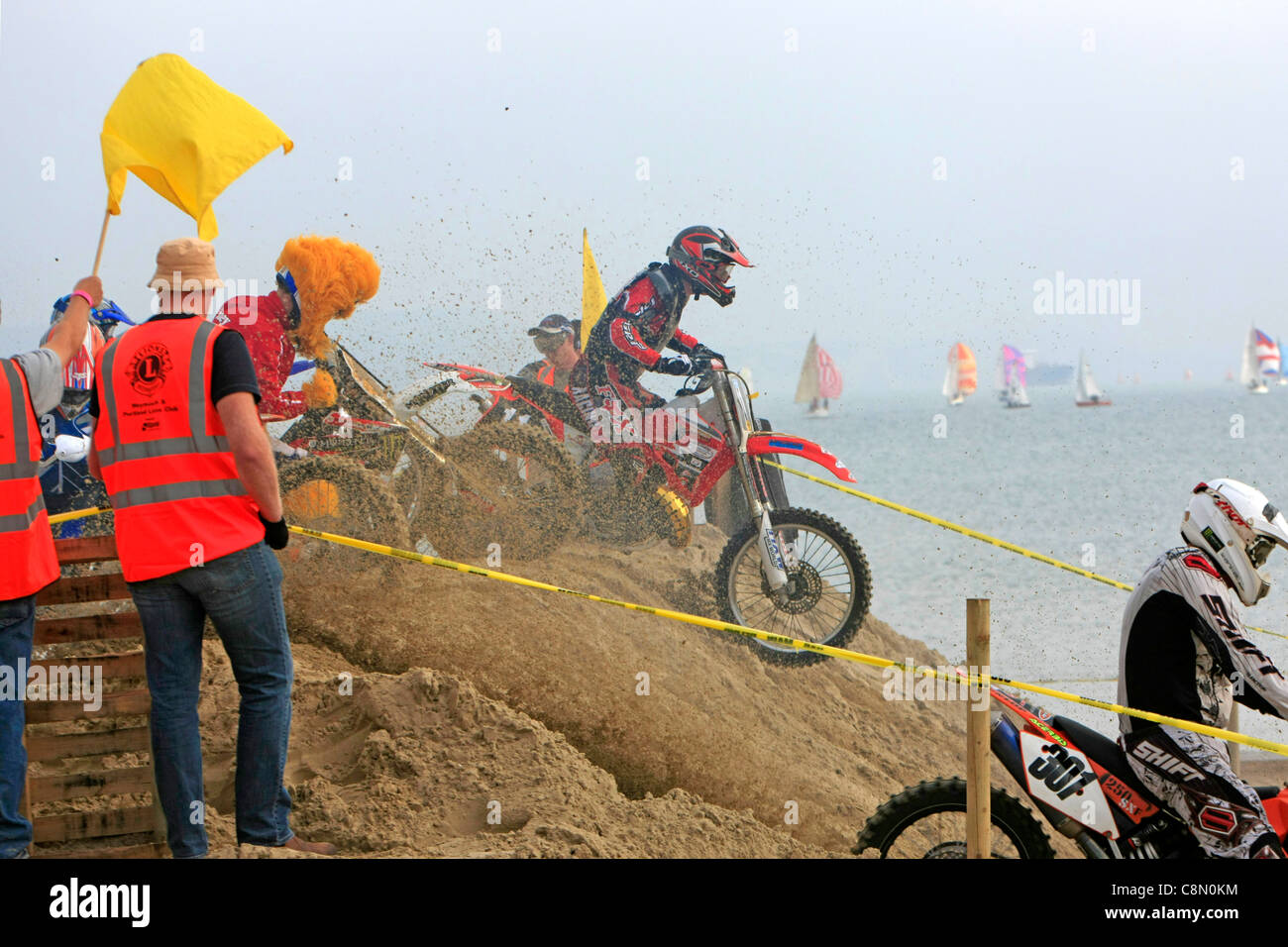 Beach MotorX Riders on Weymouth beach in Dorset Stock Photo - Alamy