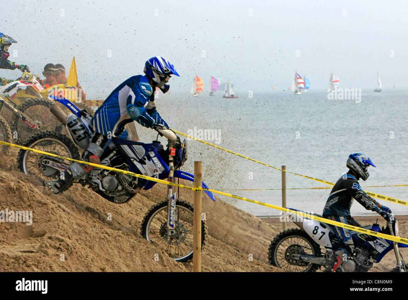 Beach MotorX Riders on Weymouth beach in Dorset Stock Photo - Alamy