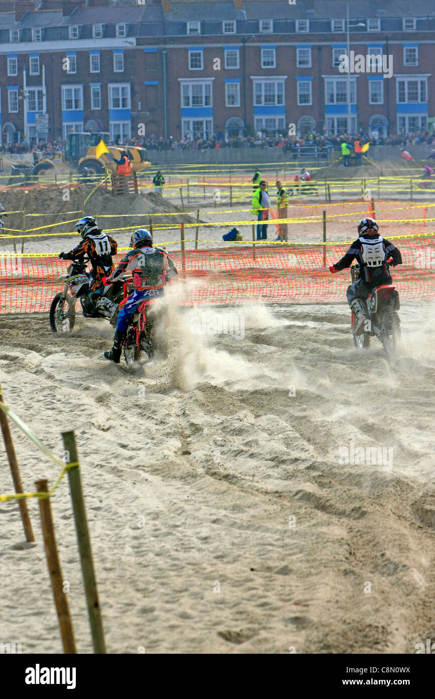 Beach MotorX Riders on Weymouth beach in Dorset Stock Photo - Alamy